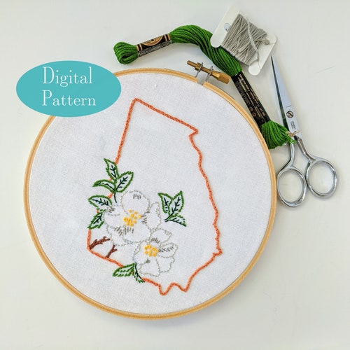 Georgia Flower Hand Embroidery Pattern Cherokee Rose Design - Etsy