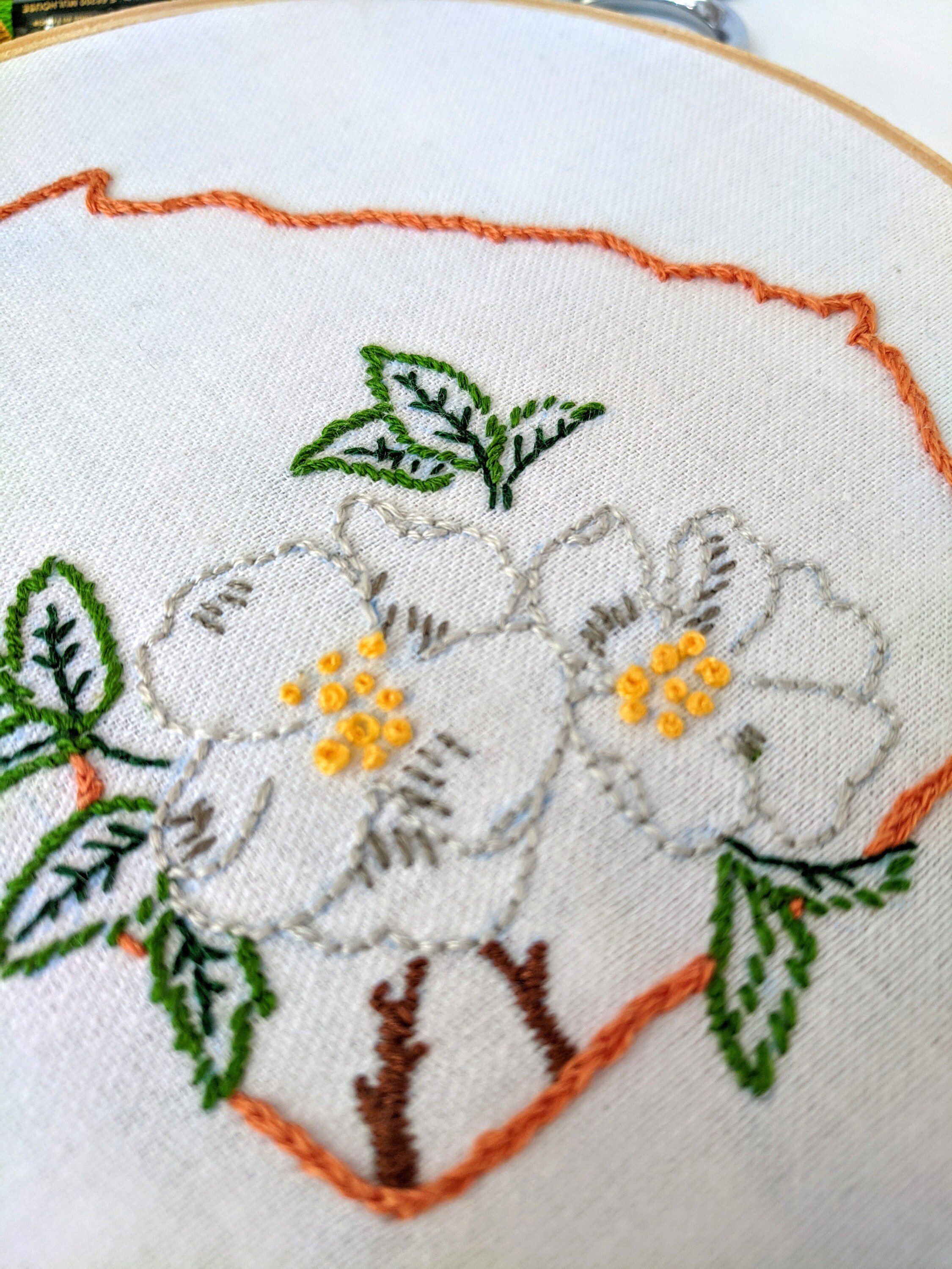 Georgia Cherokee Rose Hand Embroidery Pattern: Beginner DIY (digital ...