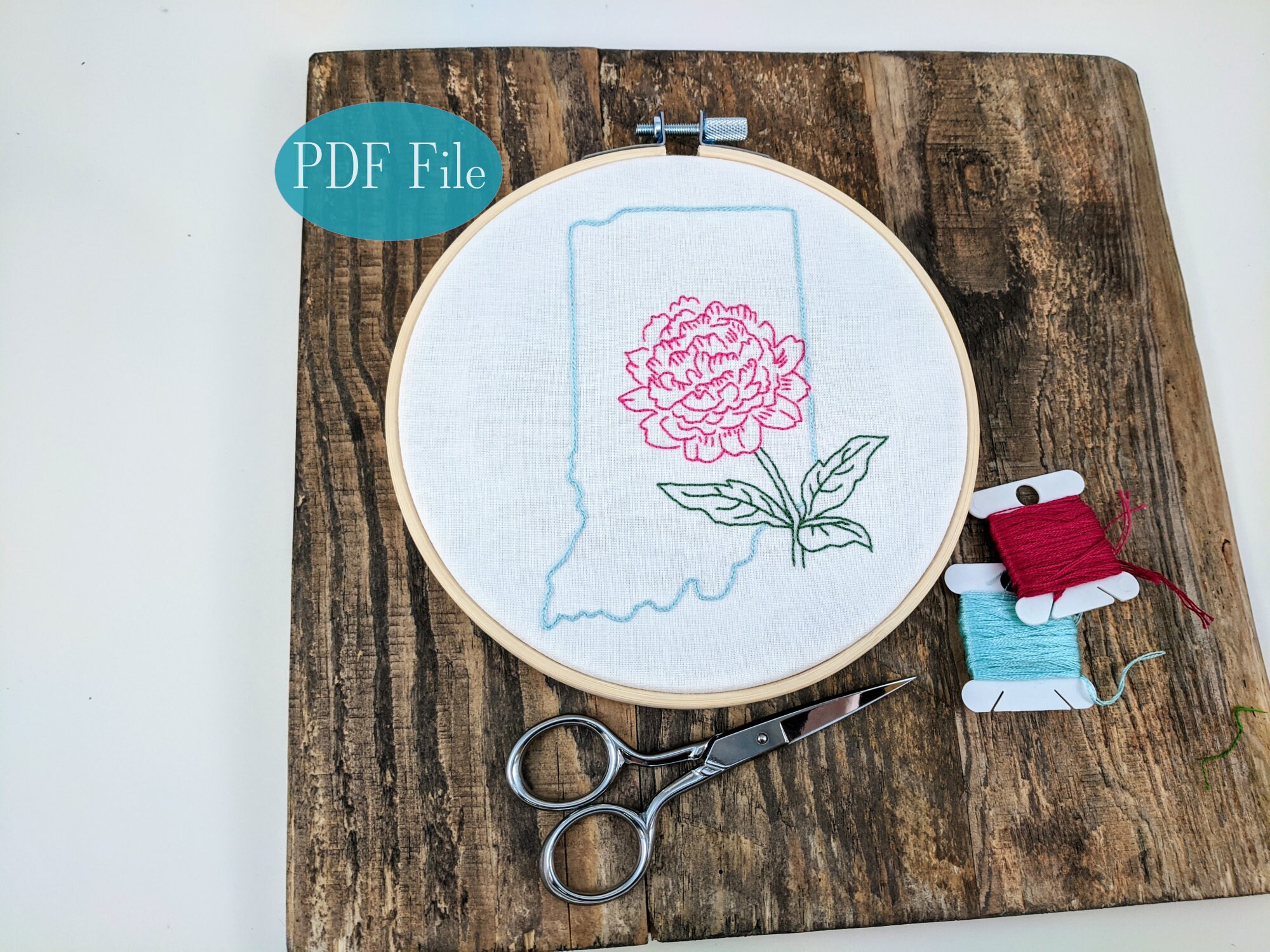 Digital Hand Embroidery Pattern I State of Indiana Outline | Etsy