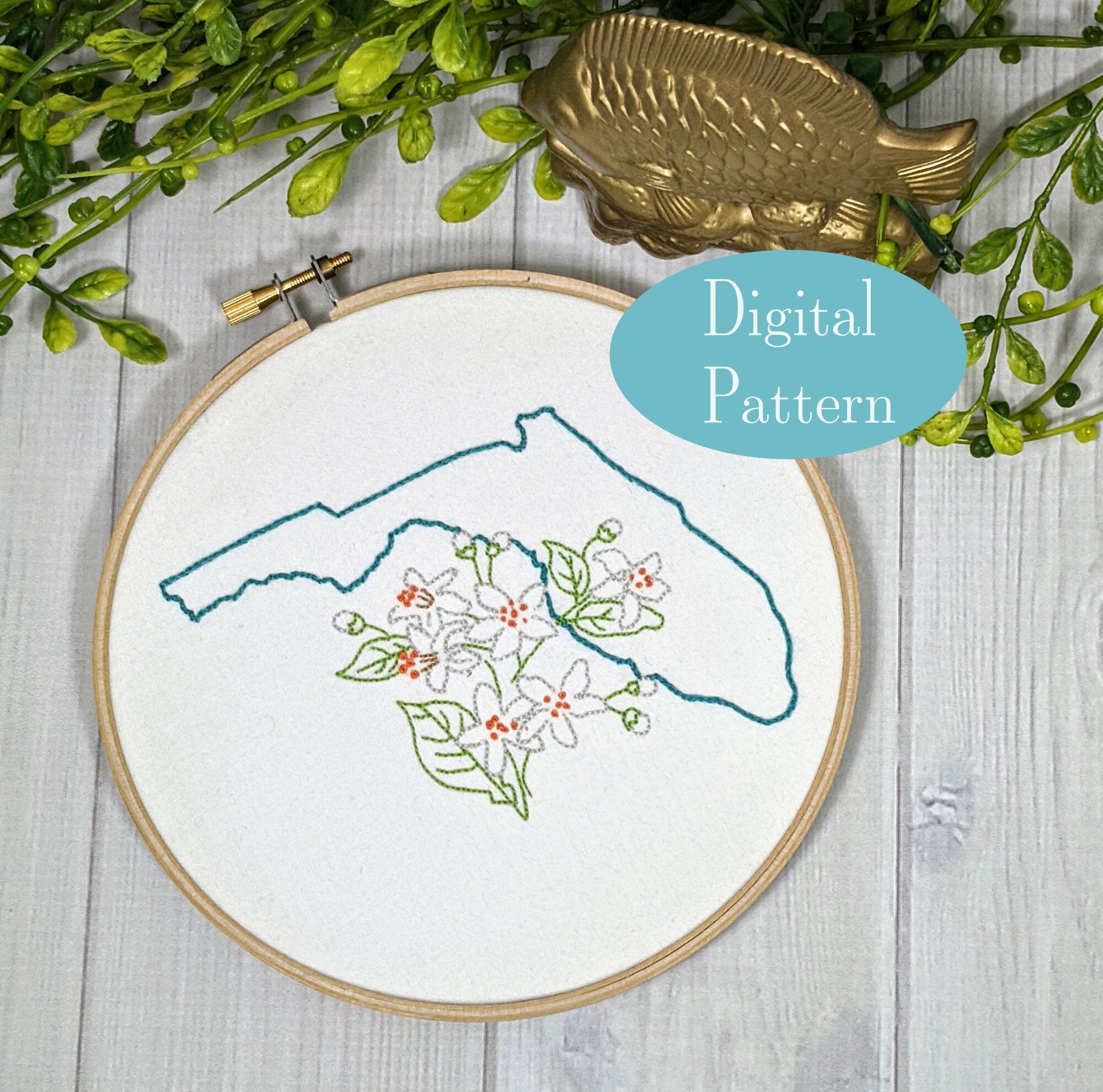 Digital Hand Embroidery Pattern I State of Florida Outline | Etsy