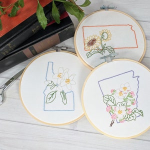 Digital Hand Embroidery Pattern I State of Utah Outline With Sego Lily ...