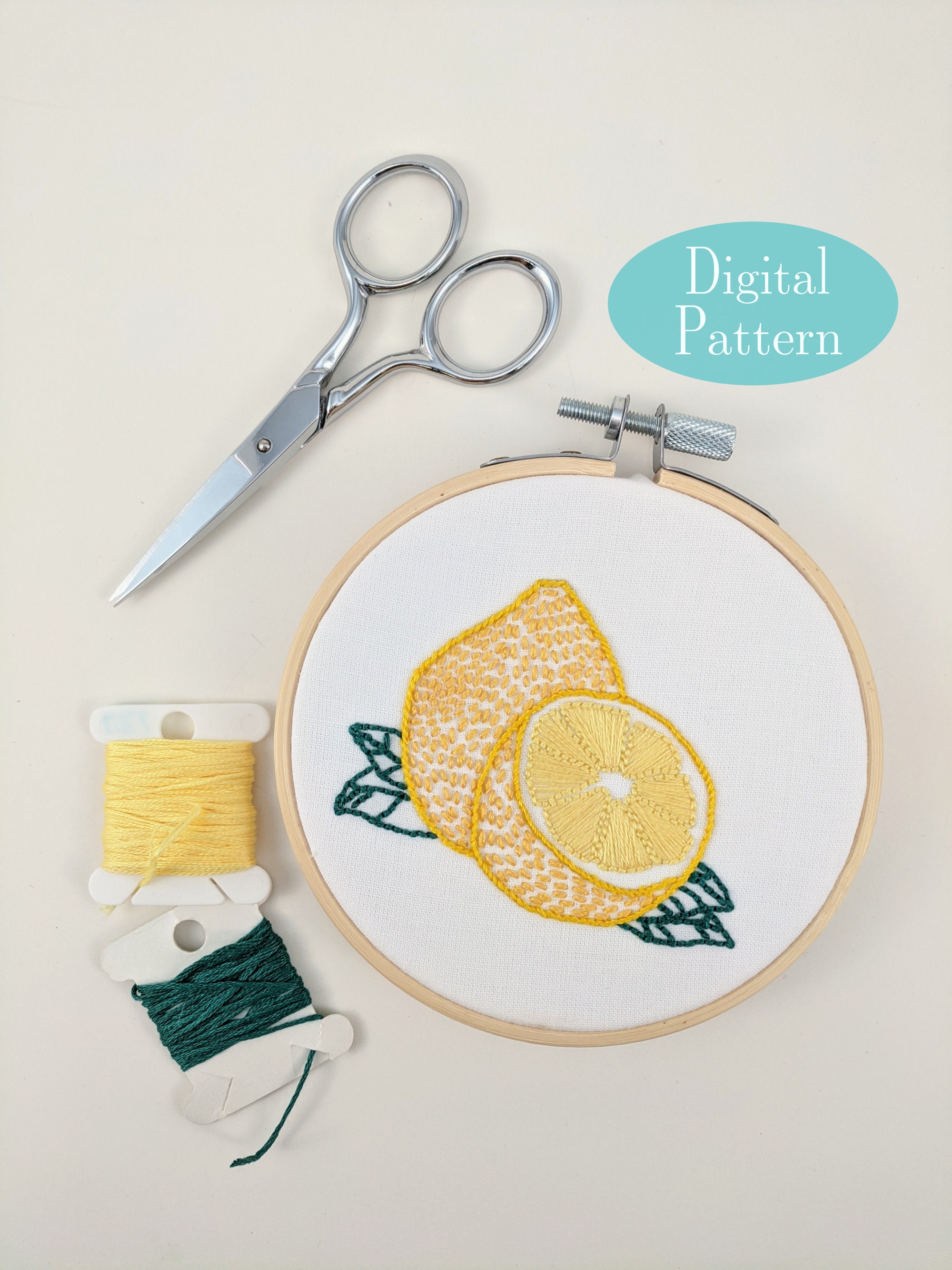 Digital Hand Embroidery Pattern I "lemon Sunshine" I Advanced Beginner ...