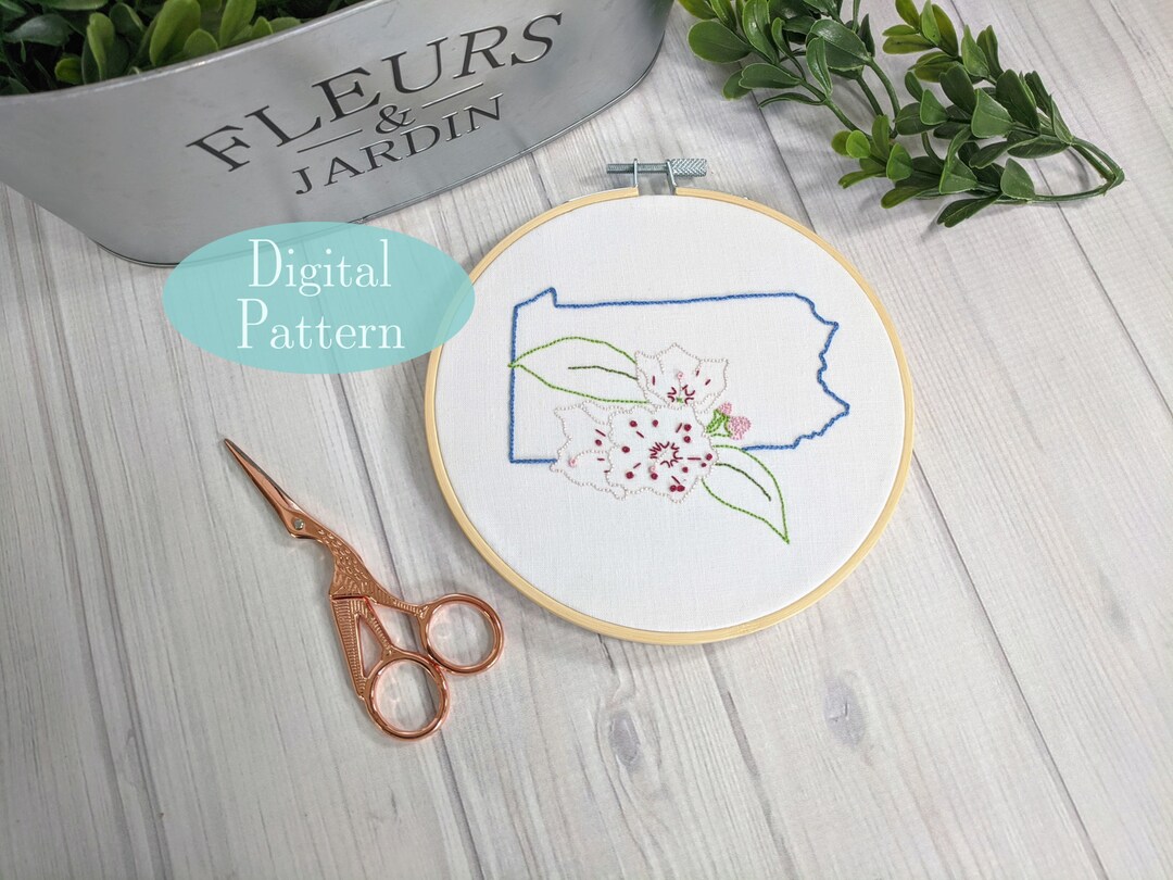 Pennsylvania State Flower Embroidery Pattern: Mountain Laurel (digital Pattern) - Etsy