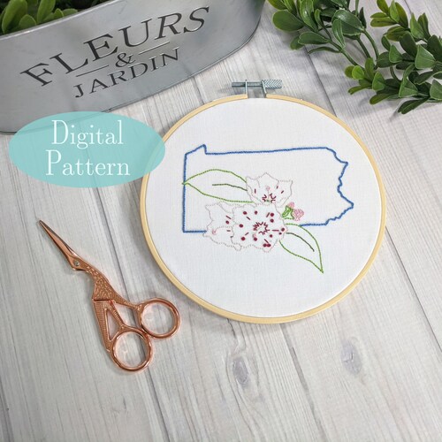 Digital Hand Embroidery Pattern I State of Indiana Outline - Etsy