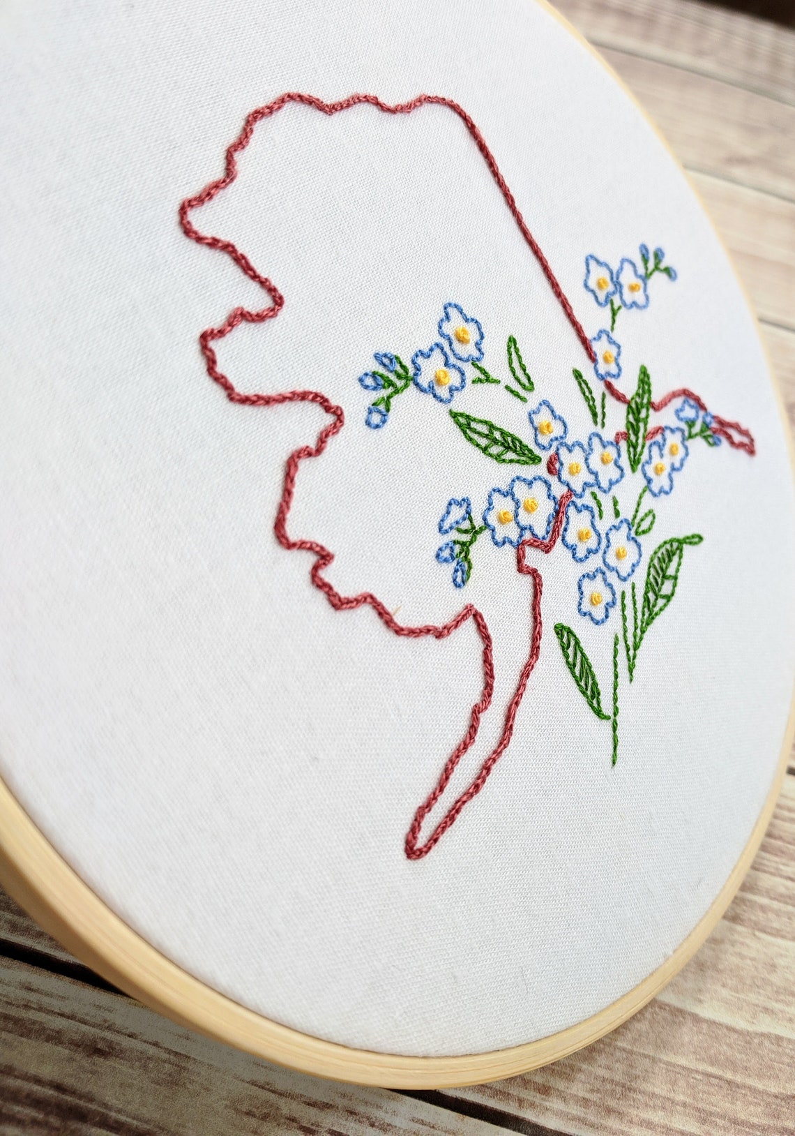 Digital Hand Embroidery Pattern I State of Alaska Outline With | Etsy