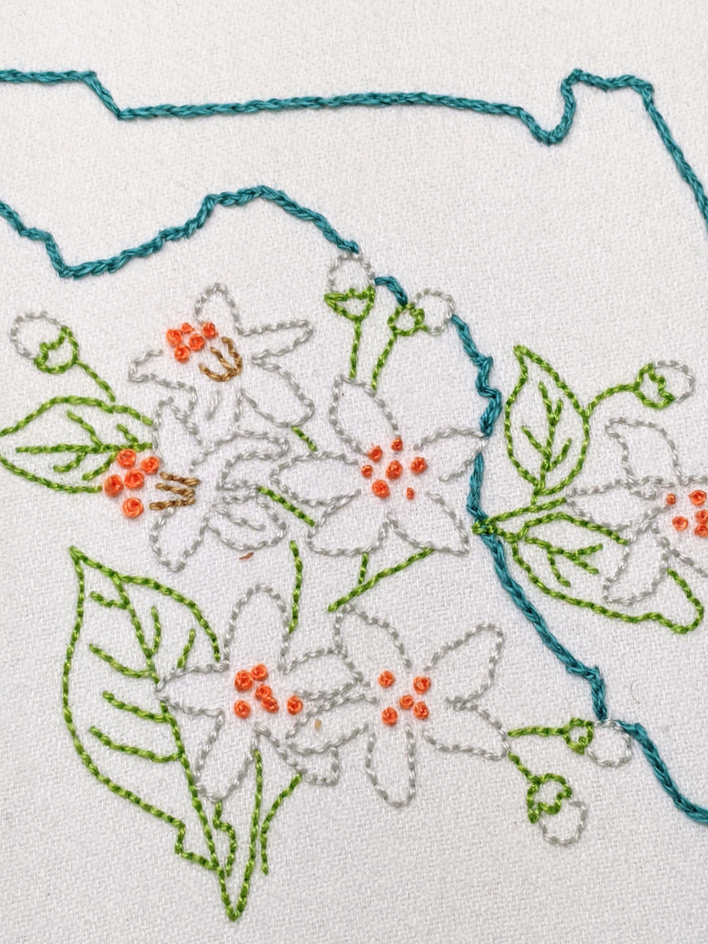 Digital Hand Embroidery Pattern I State of Florida Outline | Etsy