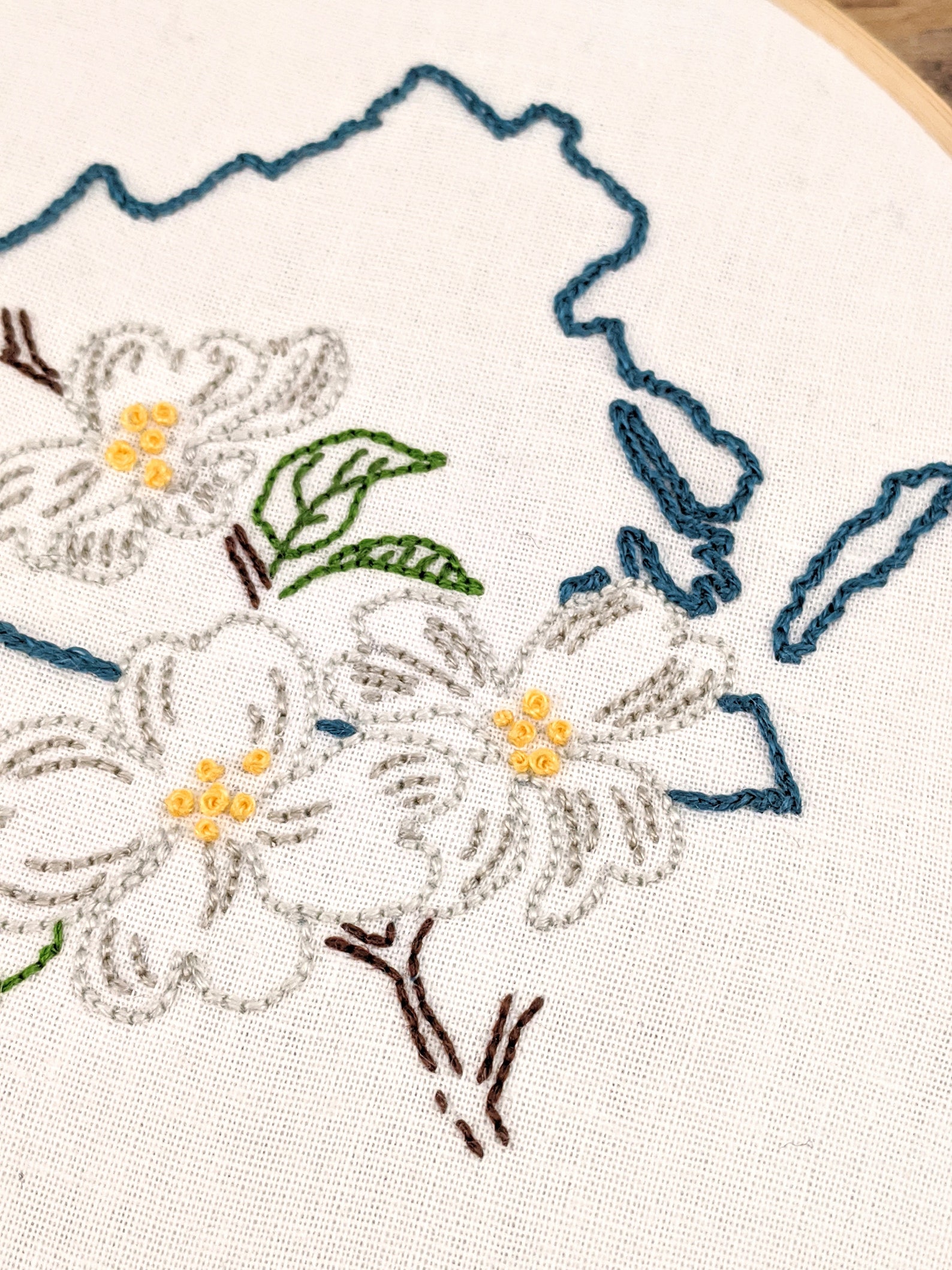 Digital Embroidery Beginner Pattern I Virginia State Outline With the ...