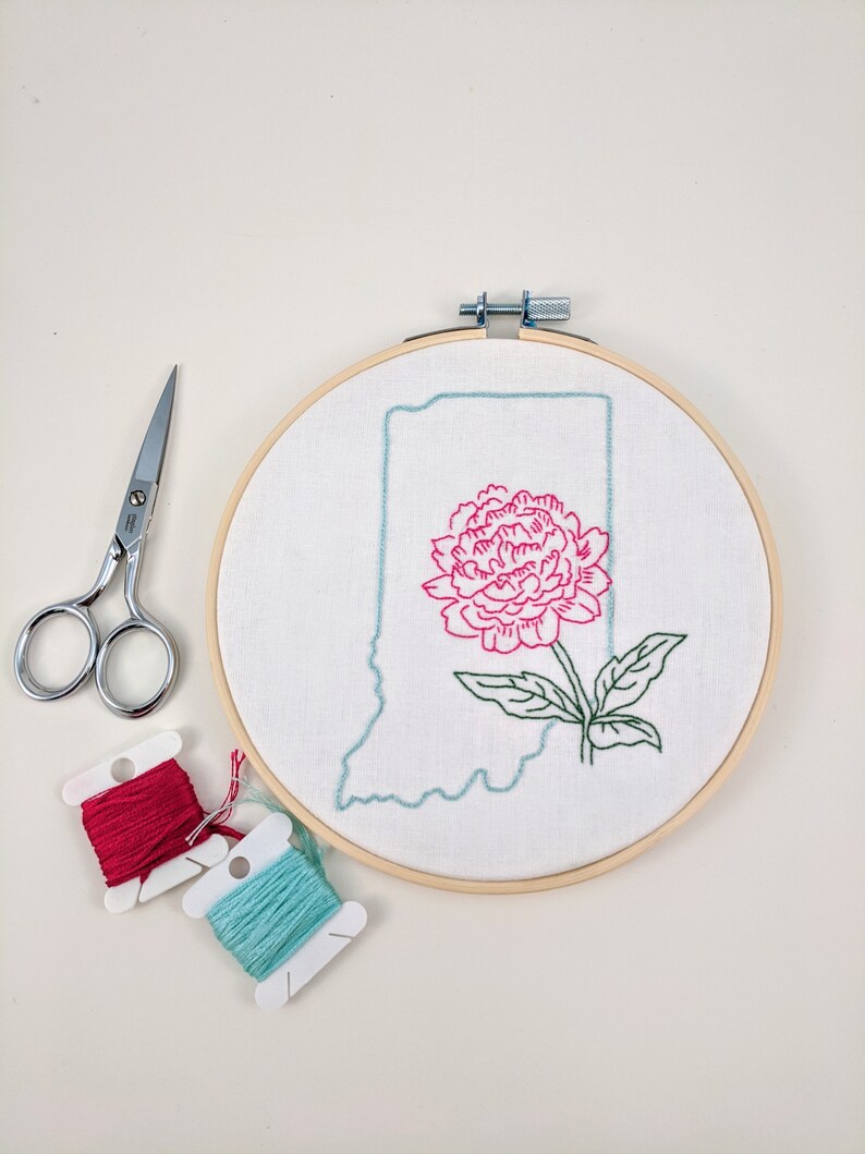 Digital Hand Embroidery Pattern I State of Indiana Outline | Etsy