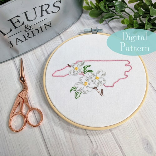 North Carolina State Embroidery Pattern Instant Digital - Etsy