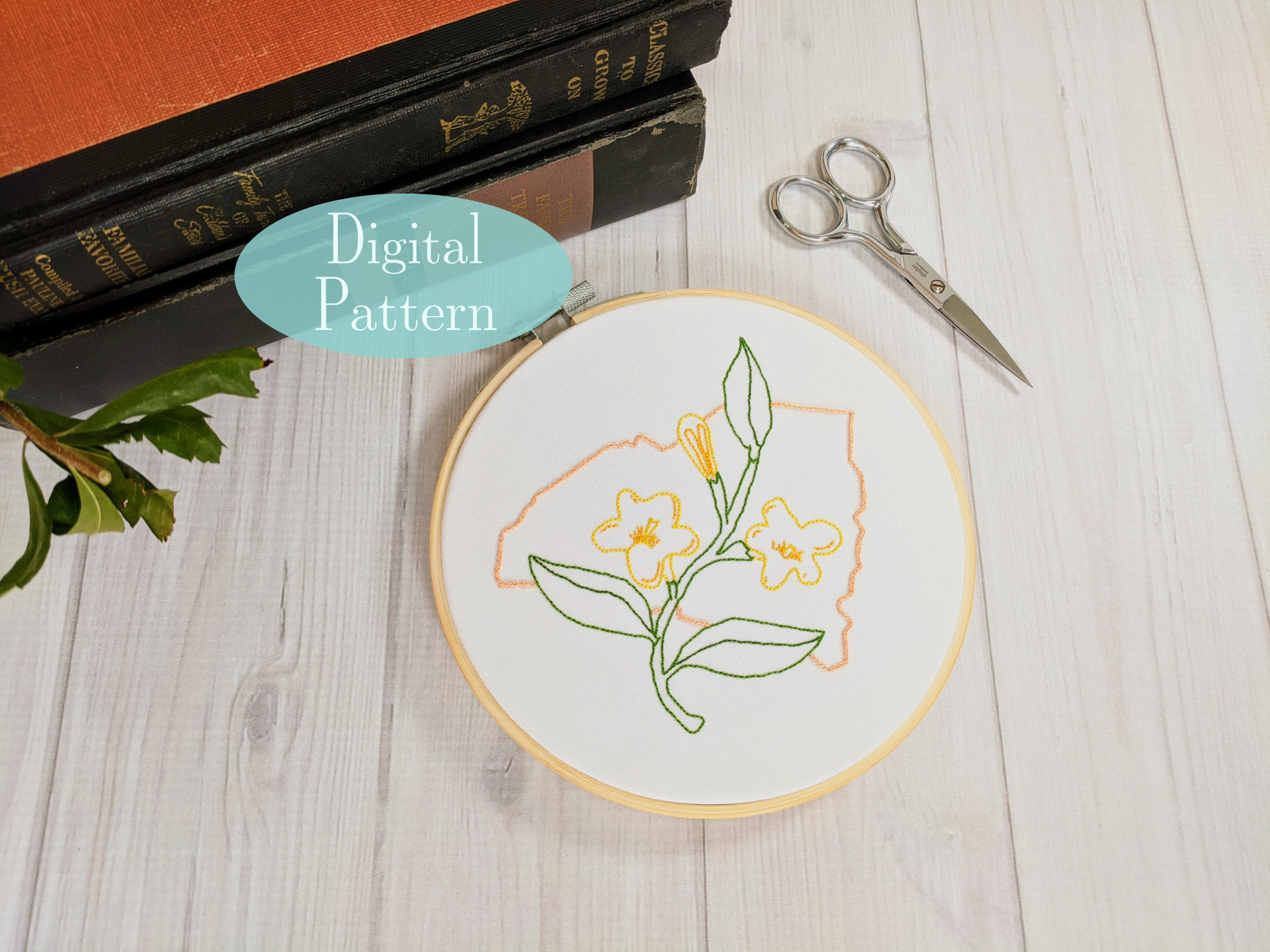 Digital Hand Embroidery Pattern I State of South Carolina Outline With ...