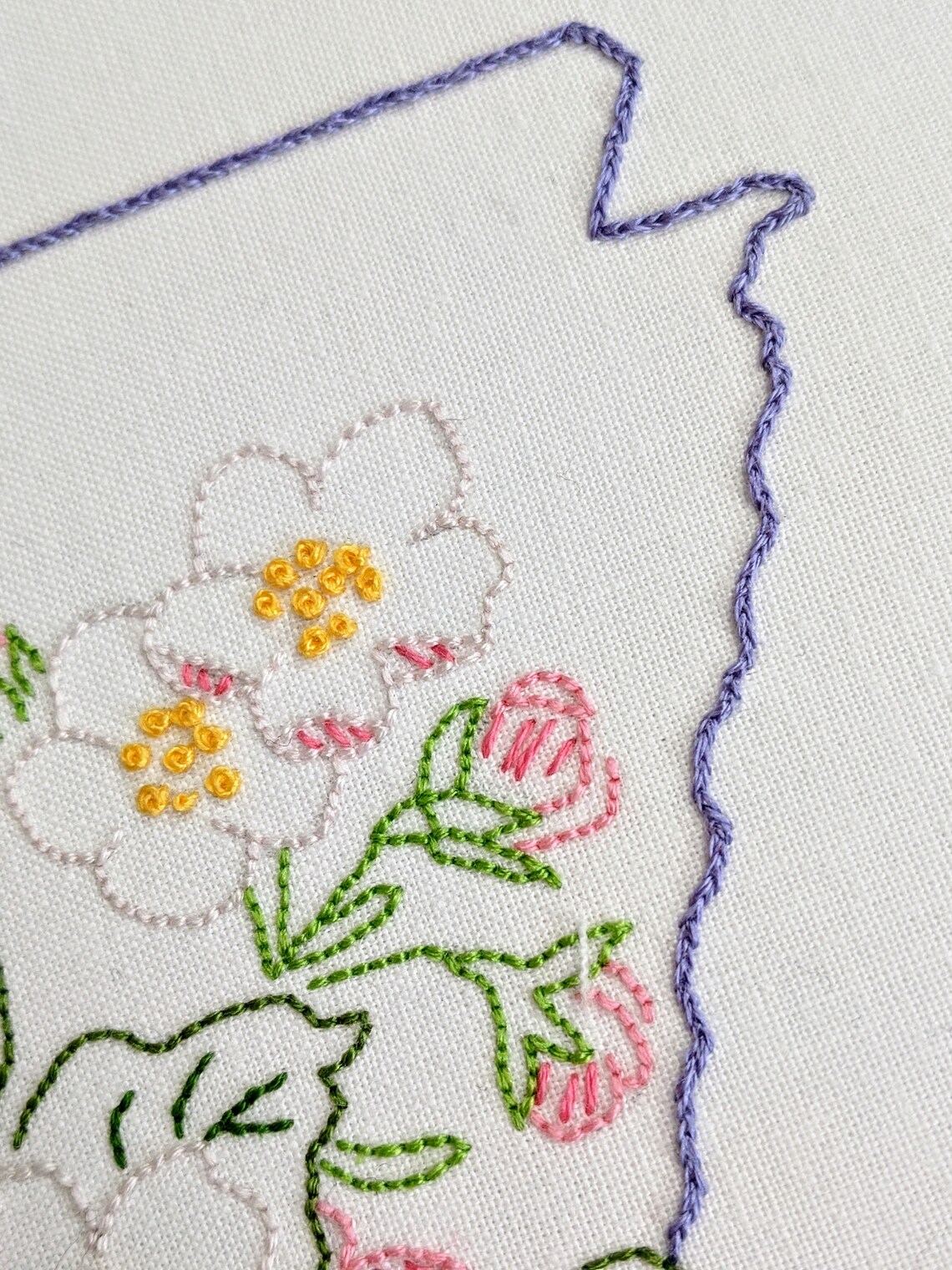 Arkansas State Outline With Apple Blossom- Hand Embroidery Digital ...