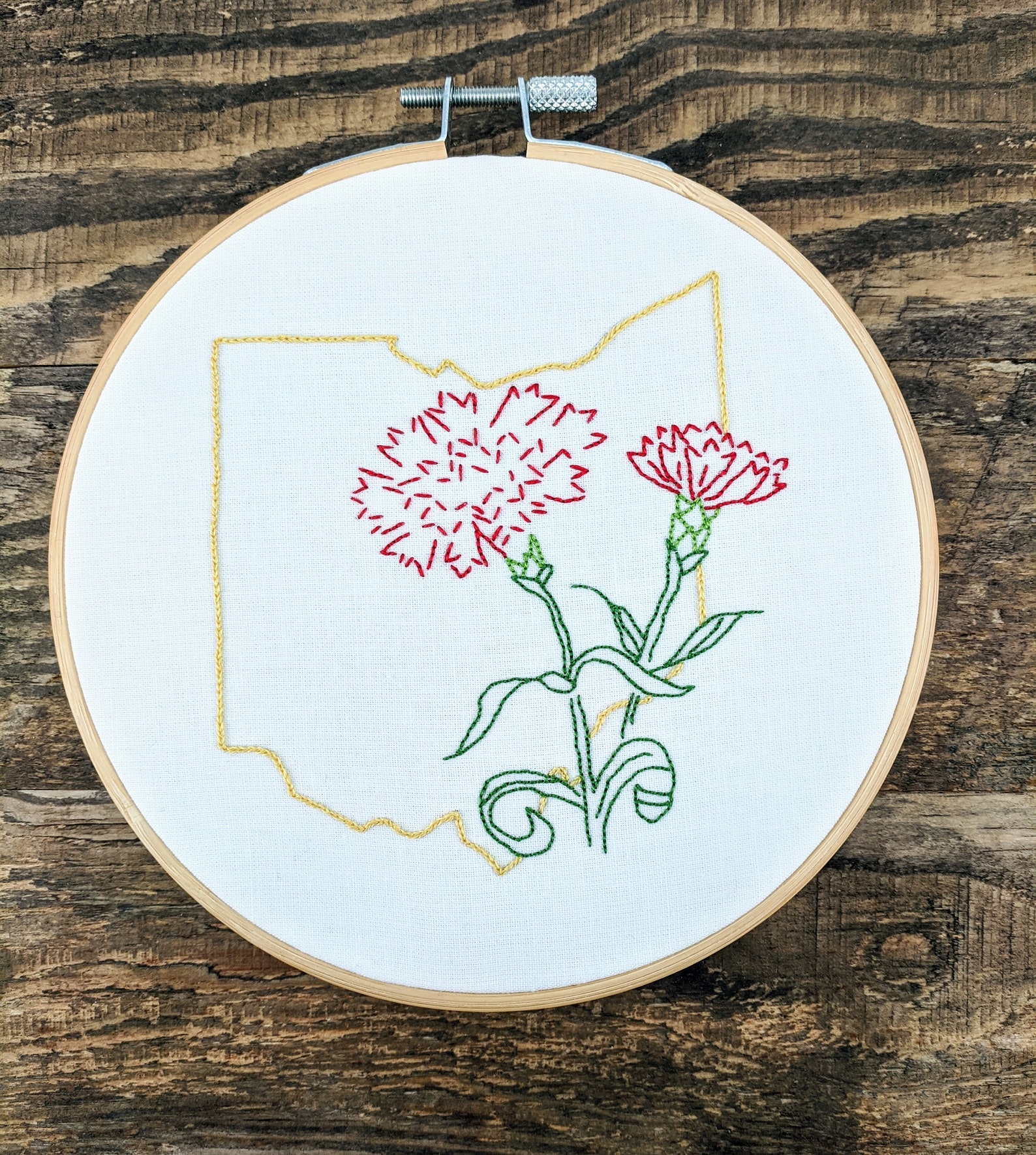 Digital Hand Embroidery Pattern I State of Ohio Outline With | Etsy
