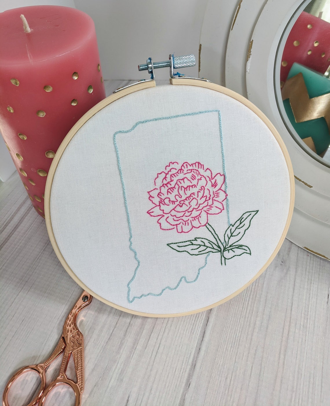 Digital Hand Embroidery Pattern I State of Indiana Outline | Etsy