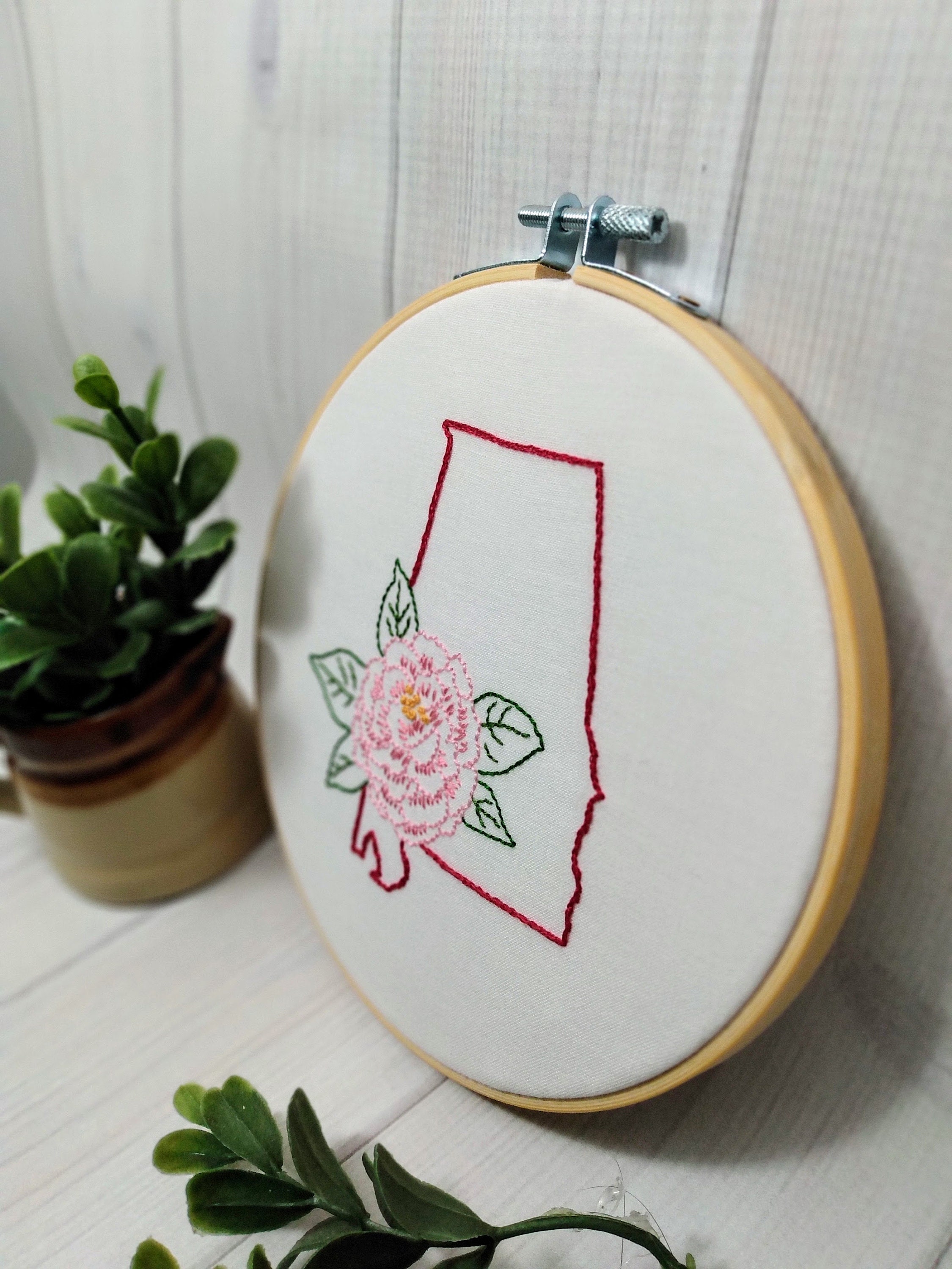 Alabama State Embroidery Pattern: Camellia Outline (digital Download ...