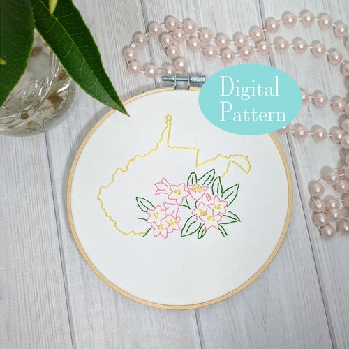 Digital Hand Embroidery Pattern I State of Texas Outline With - Etsy