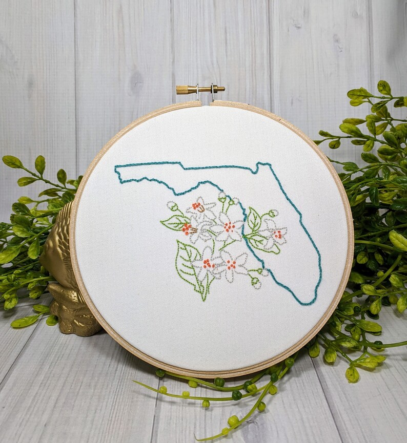 Digital Hand Embroidery Pattern I State of Florida Outline | Etsy