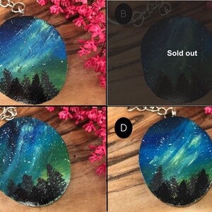 Galaxy Wood Slice Keyring Green and Blue / Purple and Blue Hand Painted ...