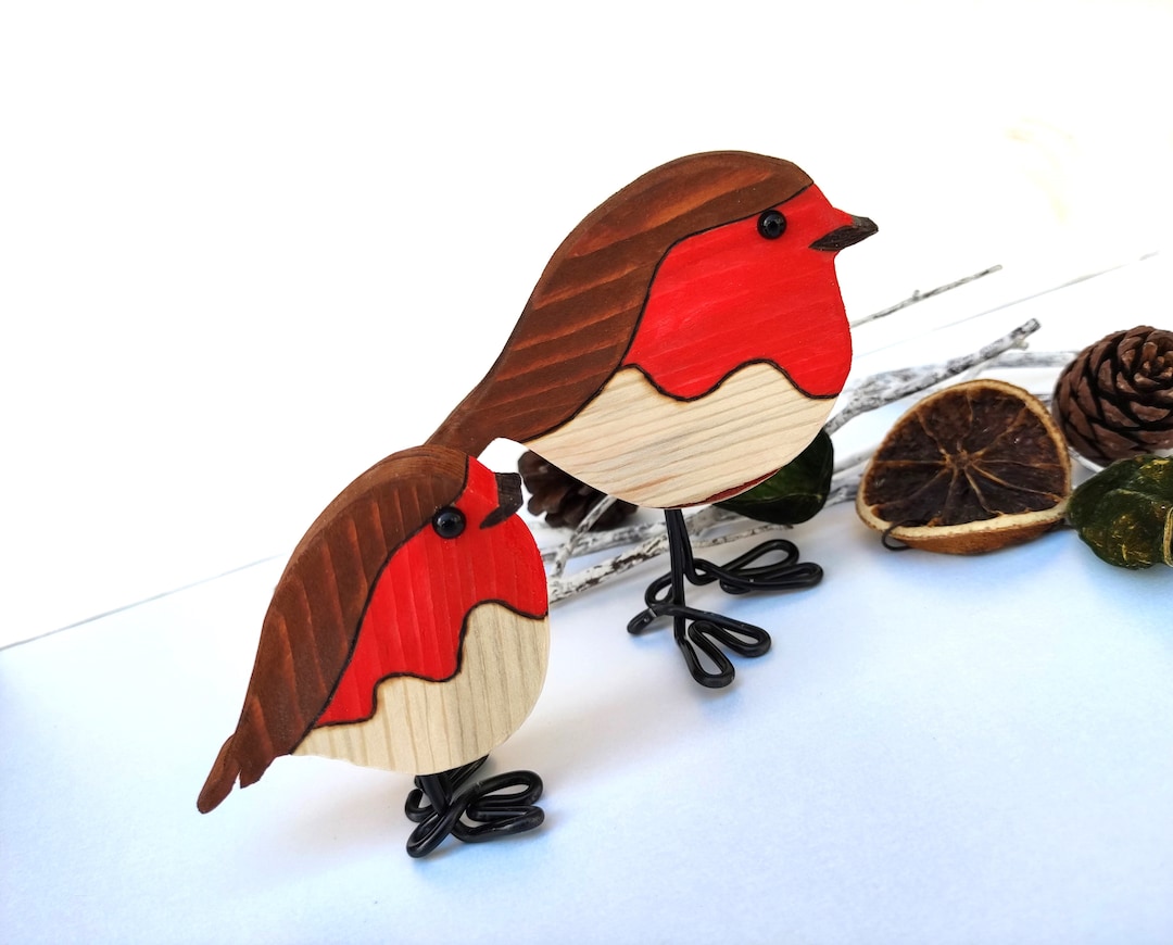 Robin Decorations Handmade From Reclaimed Wood | Christmas Shelf ...