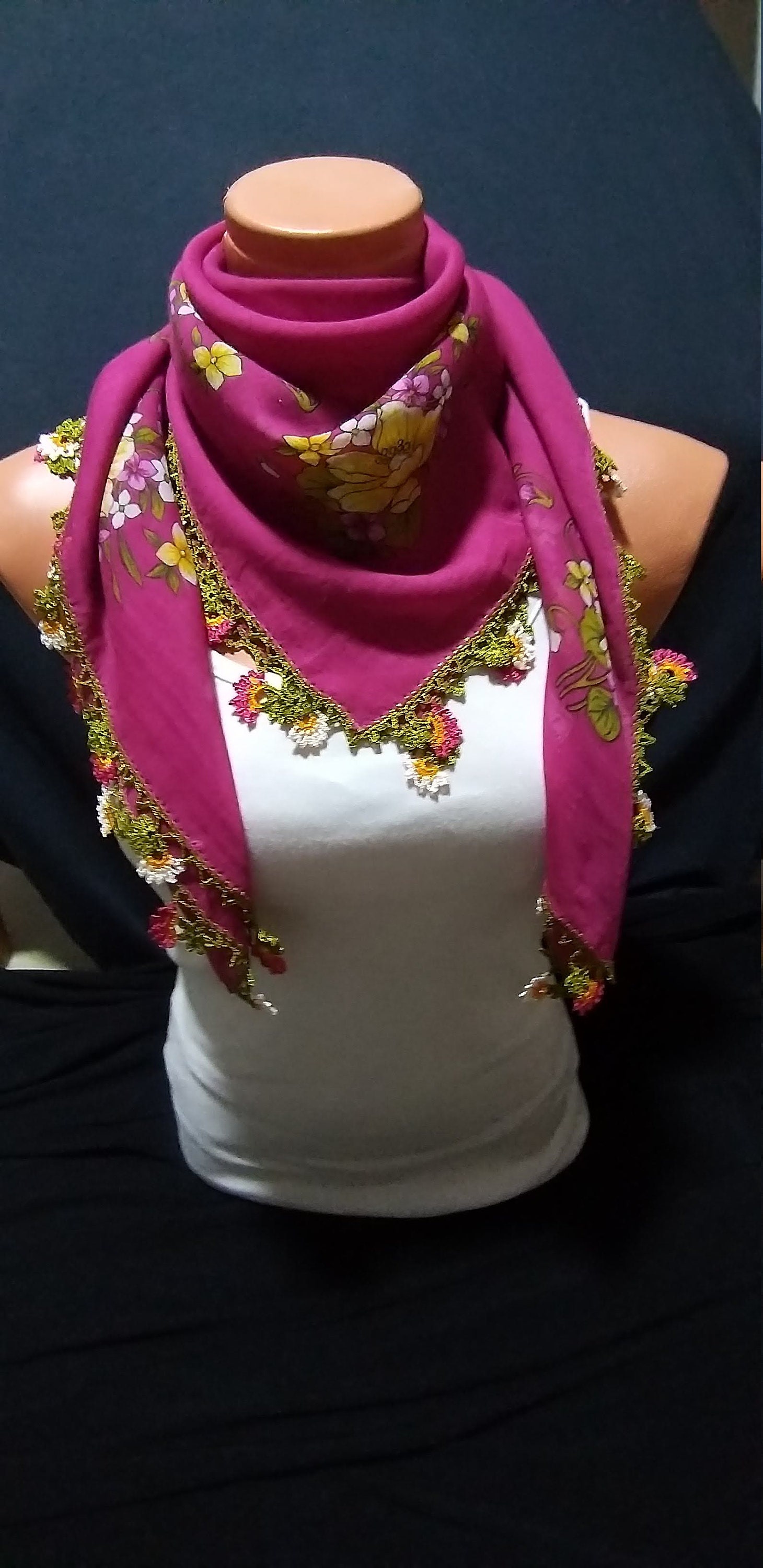 Scarf Colorful Scarf,flowered Scarf, Square Scarf,floral Shawl,headband ...