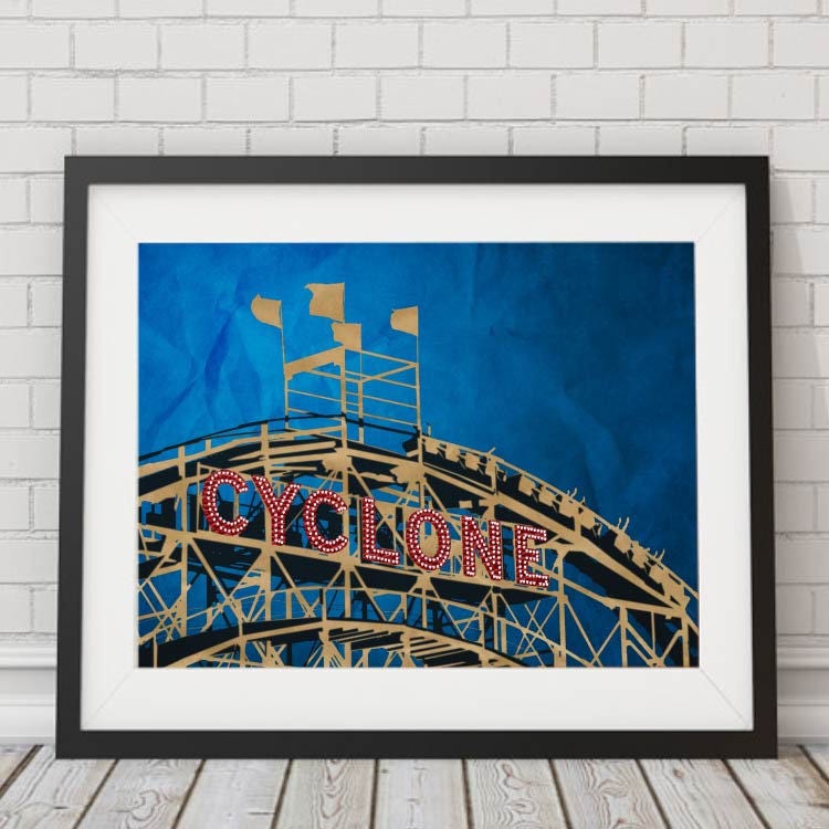 Coney Island Cyclone Roller Coaster Luna Park Digital Print Instant ...