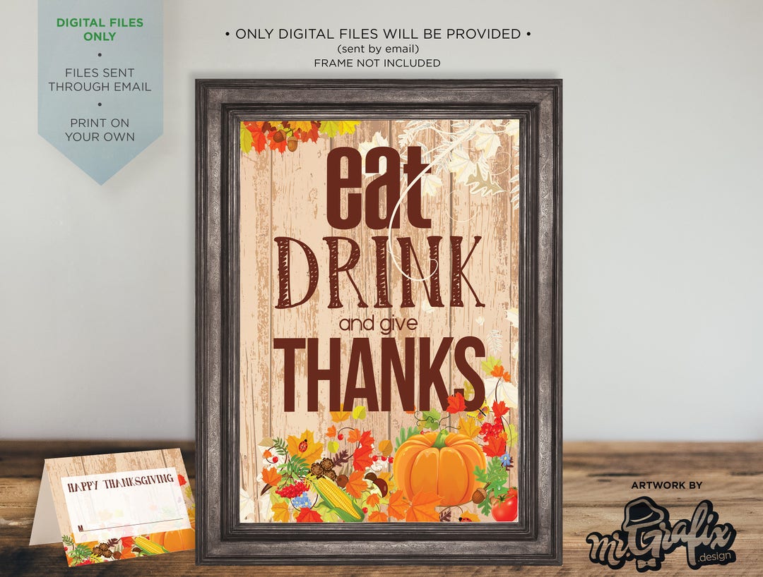 Thanksgiving Table Cards Sign, Print, Paper, Table Cards, Home Decor ...
