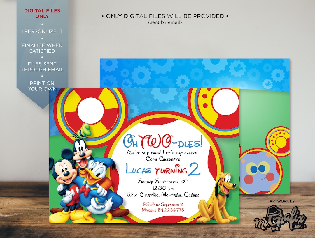 Toodles Birthday Invite, Mickey's Clubhouse, Oh Toodles, 2nd Birthday ...