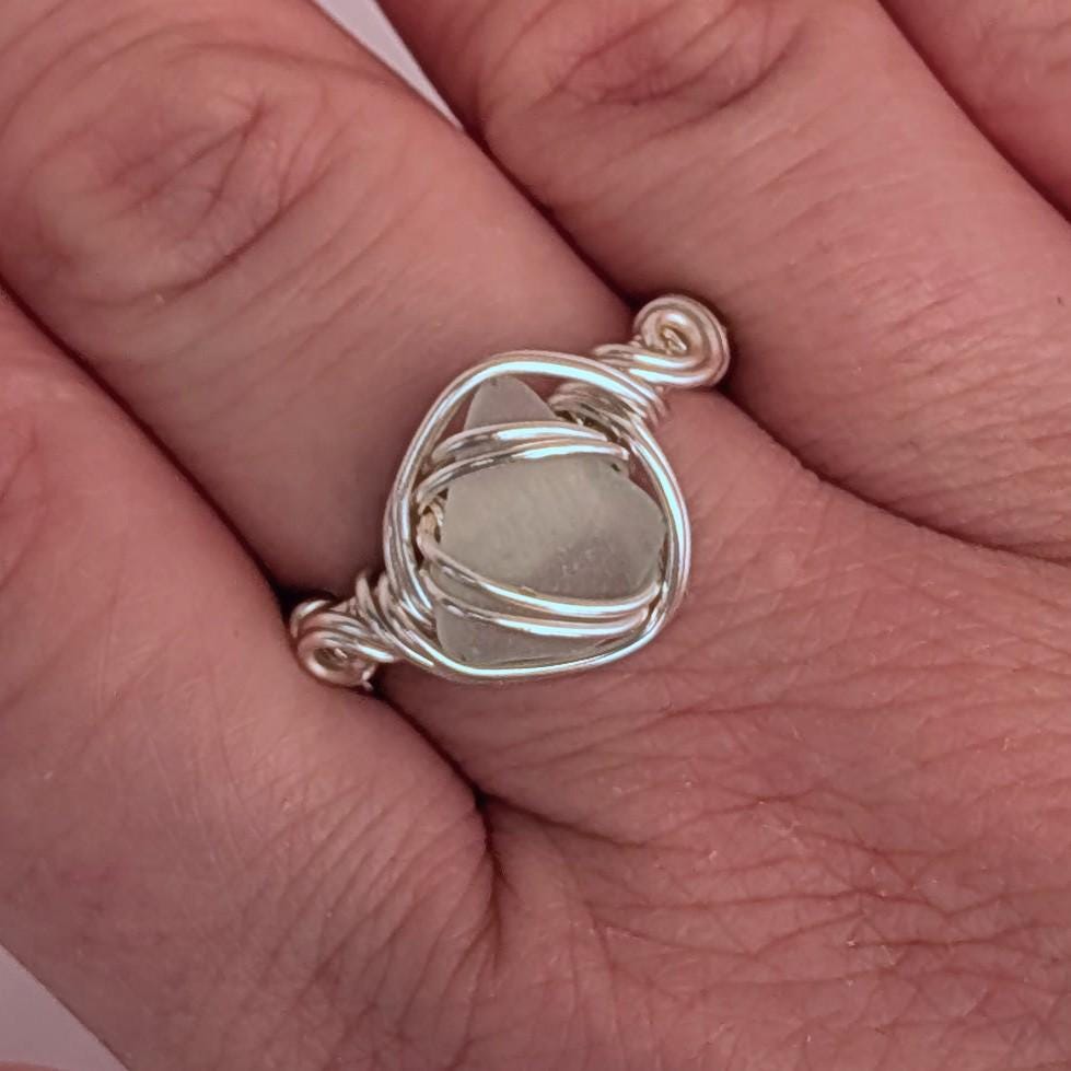 Cornish Sea Glass Ring - Various Sizes - Light Sea Foam Colour - Etsy