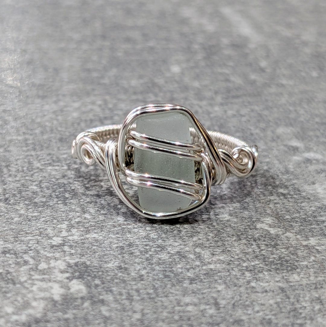 Cornish Sea Glass Ring - Various Sizes - Light Sea Foam Colour - Etsy
