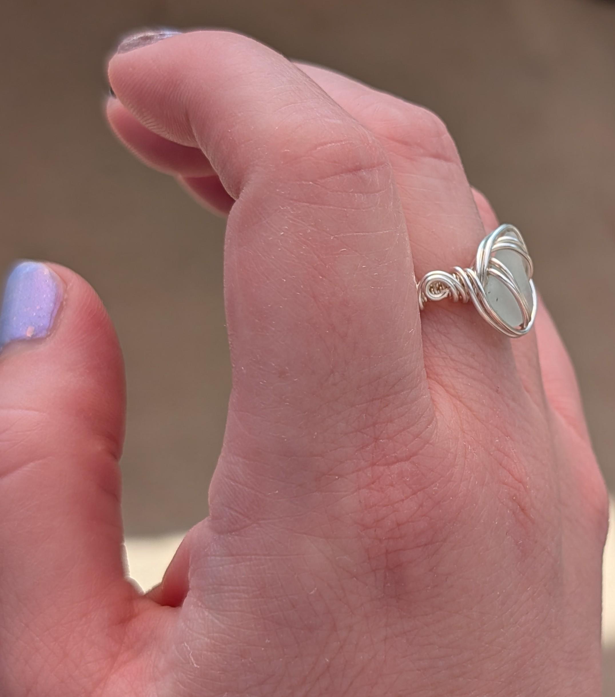 Cornish Sea Glass Ring - Various Sizes - Light Sea Foam Colour - Etsy