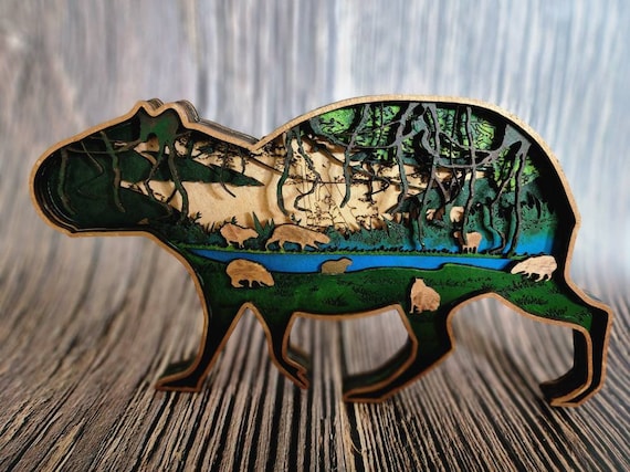 Layered Wood Capybara Art | Etsy