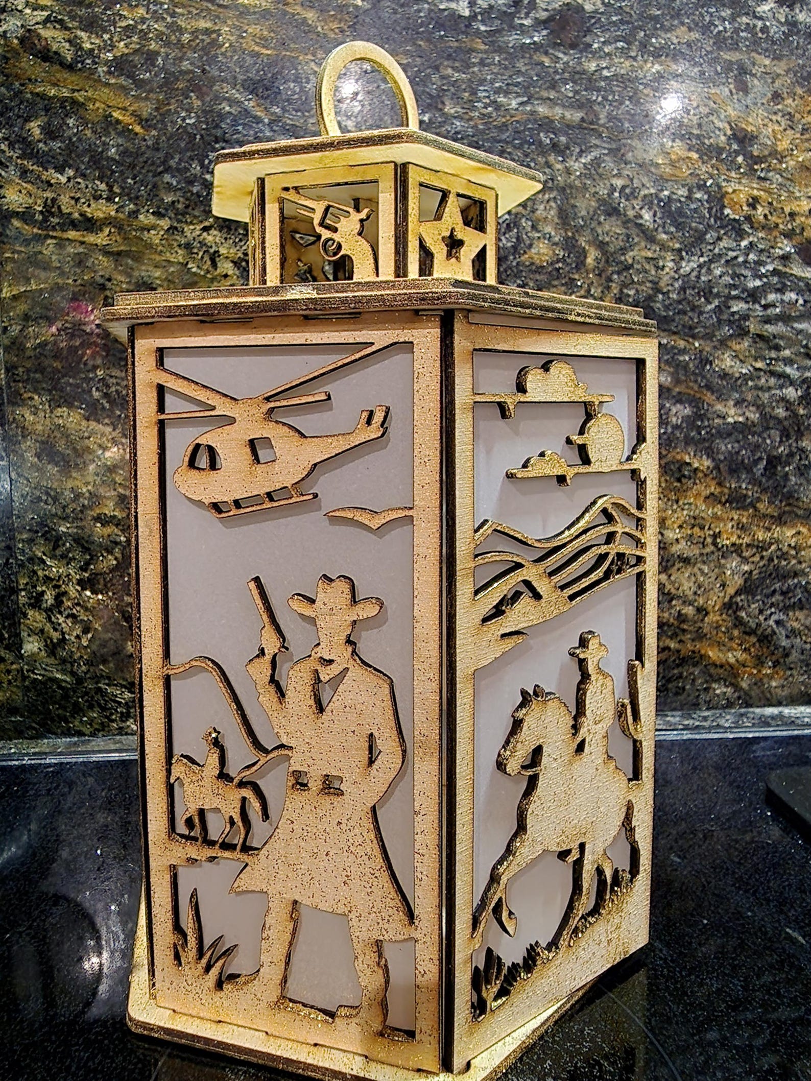 Western Cowboy Silhouettes Wooden Lantern - Etsy