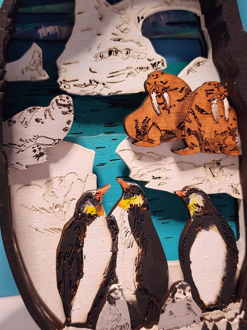 3D Layered Laser Cut Winter Penguin Art Piece - Etsy