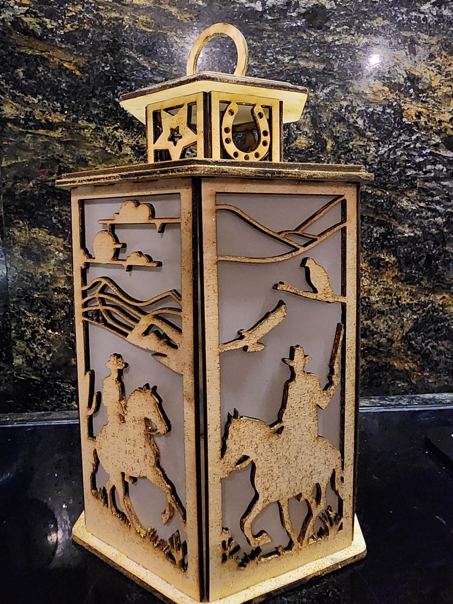 Western Cowboy Silhouettes Wooden Lantern - Etsy
