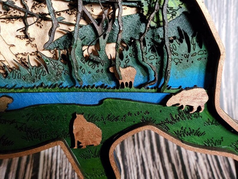 Layered Wood Capybara Art | Etsy