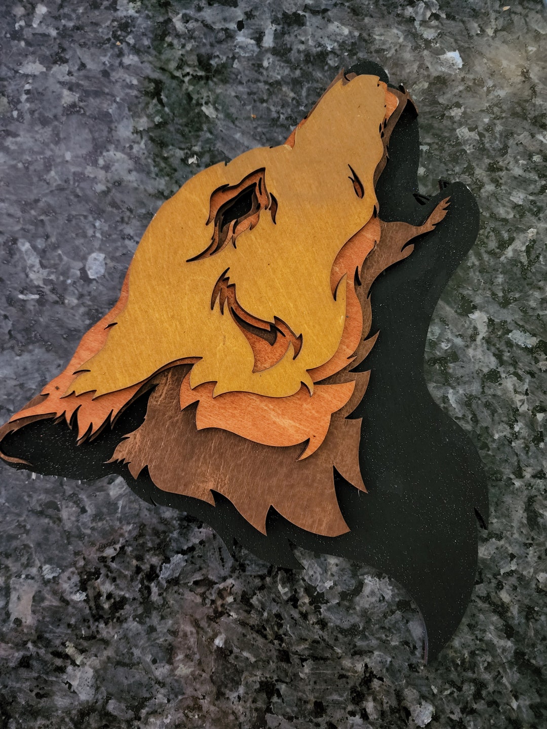 Layered Wood Howling Wolf Art - Etsy