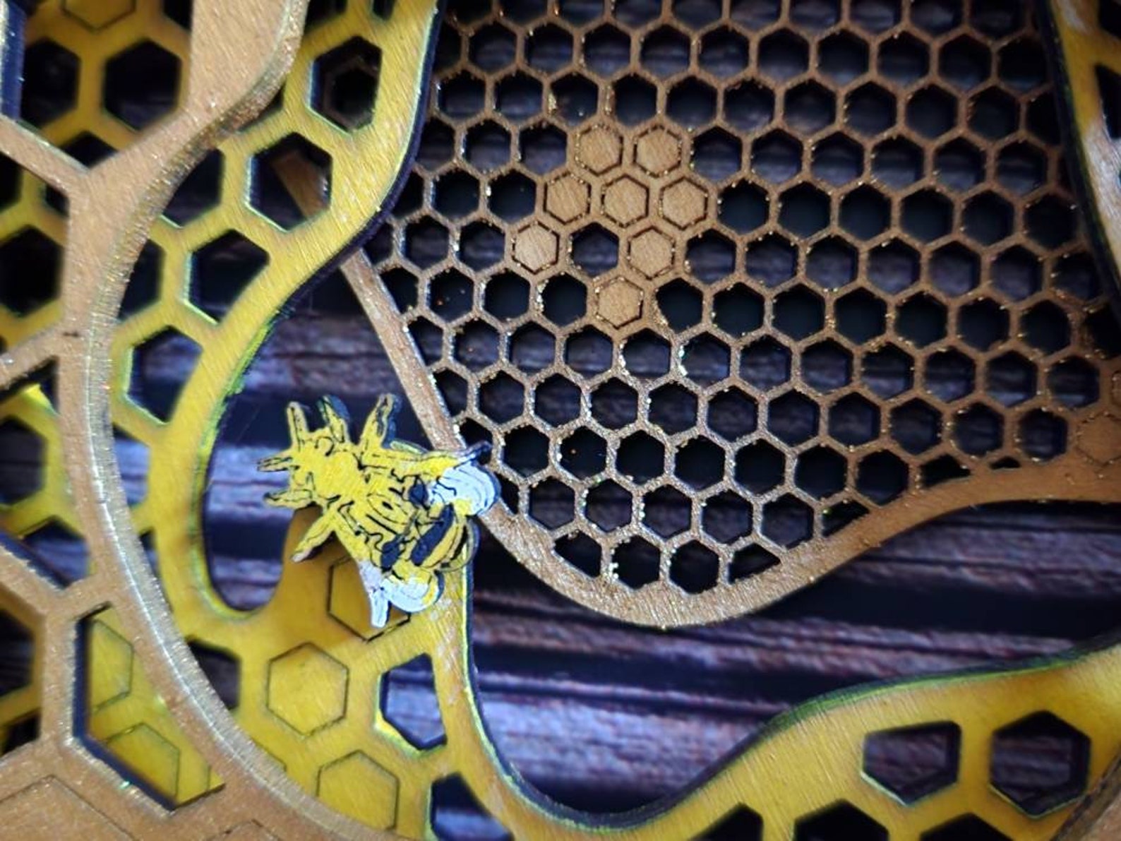Layered Wood Bee Hive Honeycomb Art - Etsy