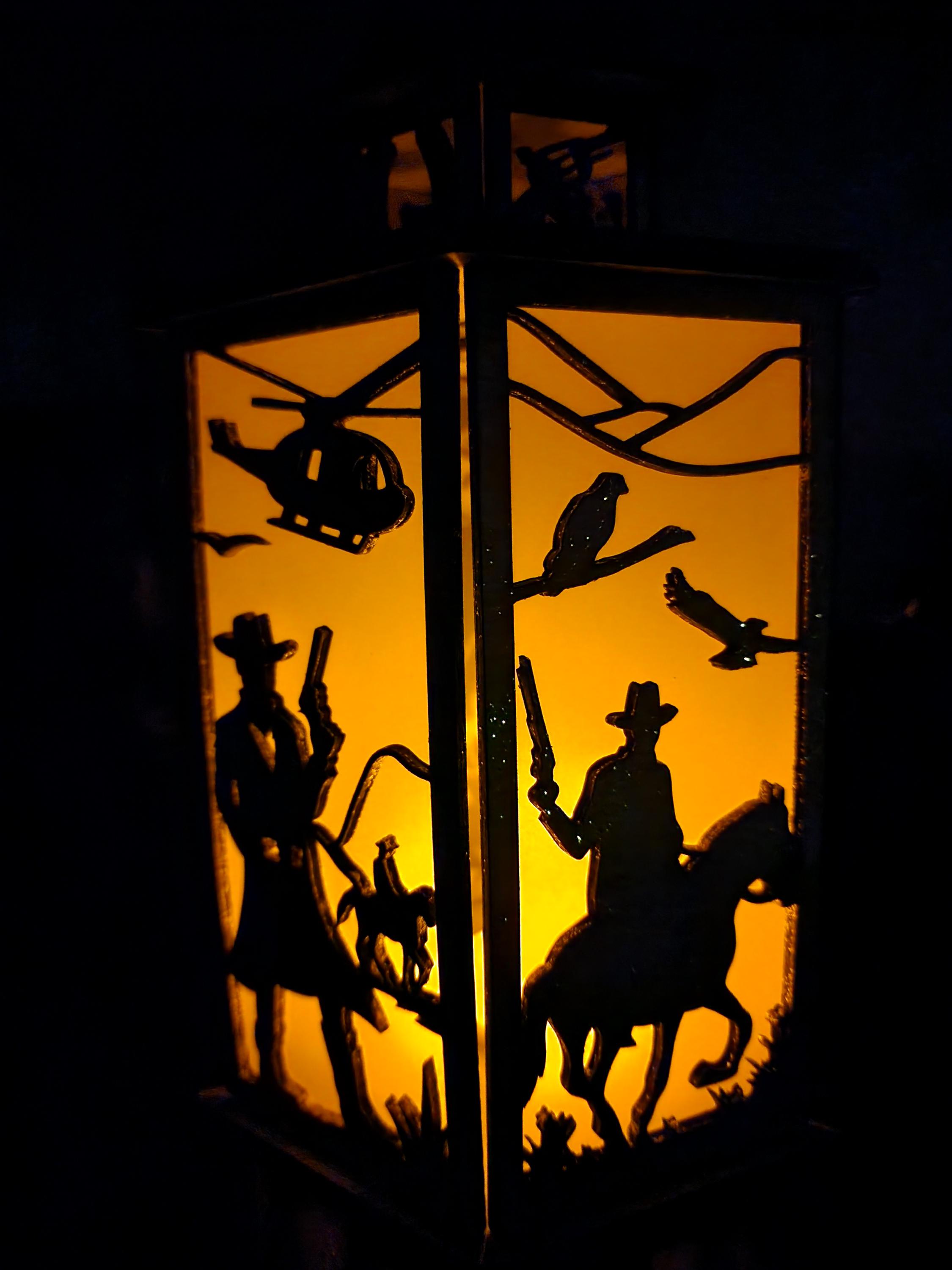 Western Cowboy Silhouettes Wooden Lantern - Etsy
