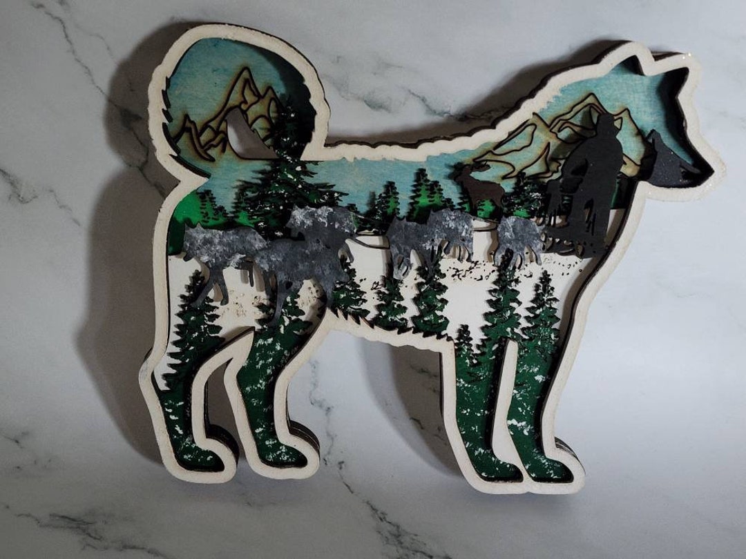 Layered Wood Iditarod Huksy Race Dog Art - Etsy