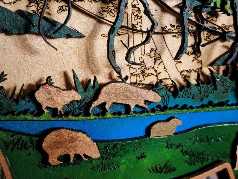 Layered Wood Capybara Art | Etsy