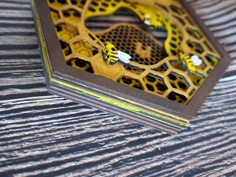 Layered Wood Bee Hive Honeycomb Art - Etsy