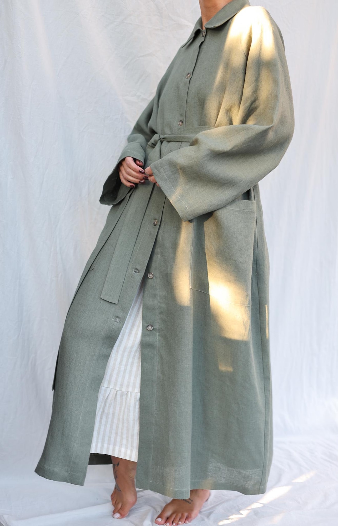 Oversized Linen Cardigan Coat – Long Jacket, Handmade Custom Outerwear ...