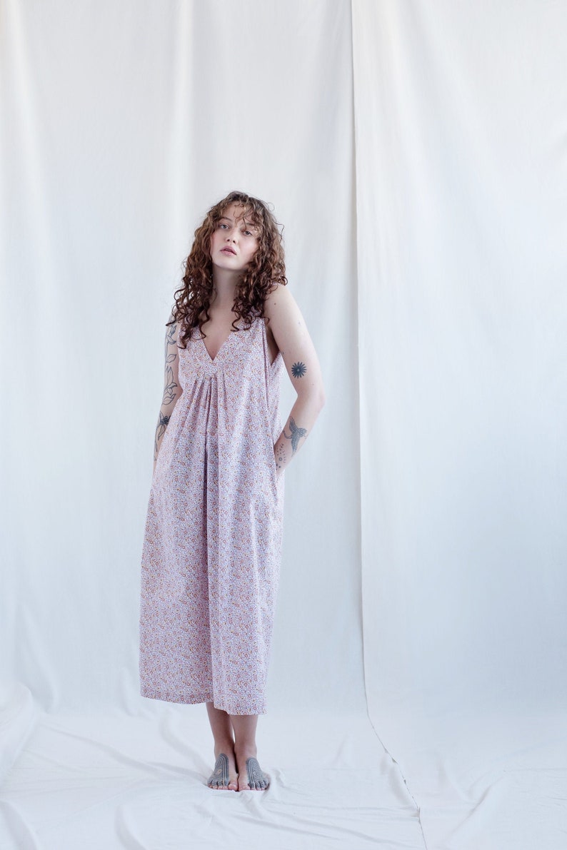 Floral Cotton Sleeveless Sundress / Handmade by MITS - Etsy