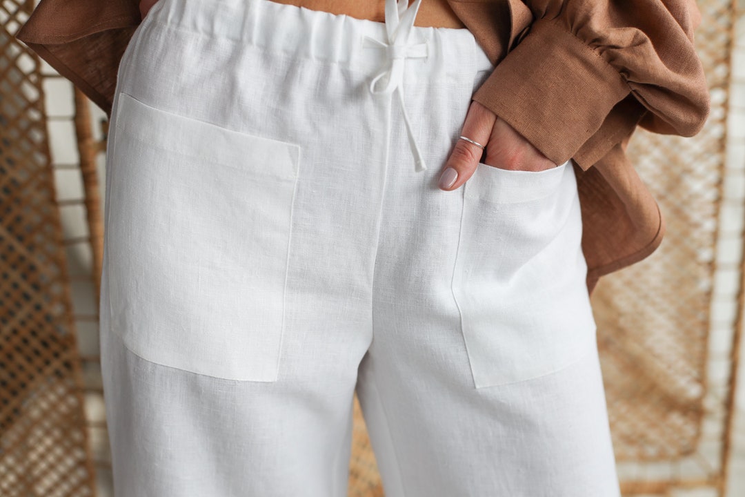 SALE / Linen Pants/soft Linen Capri Pants - Etsy