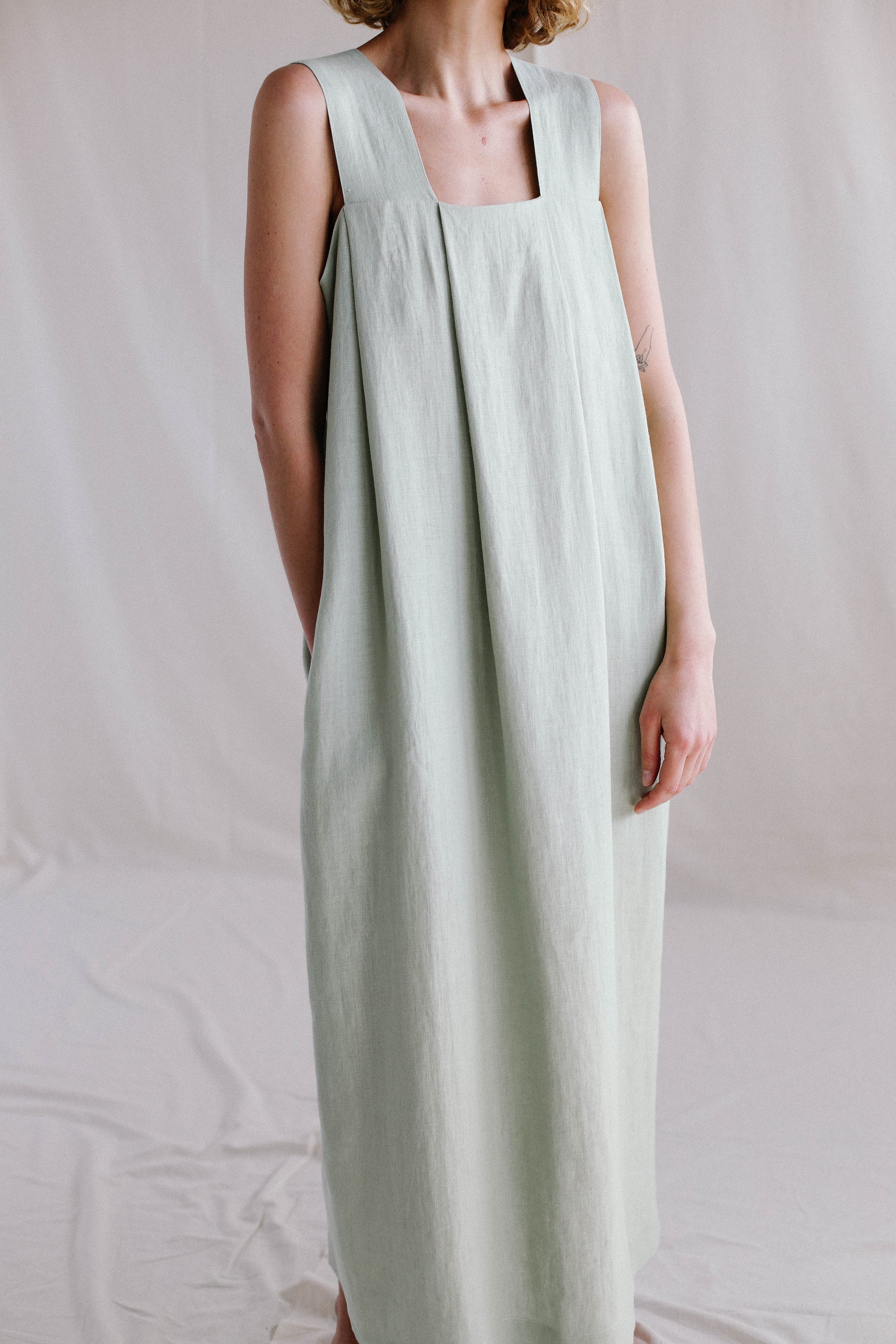 Origami Leinenkleid / Leinen locker sitzendes MAXI Kleid - Etsy