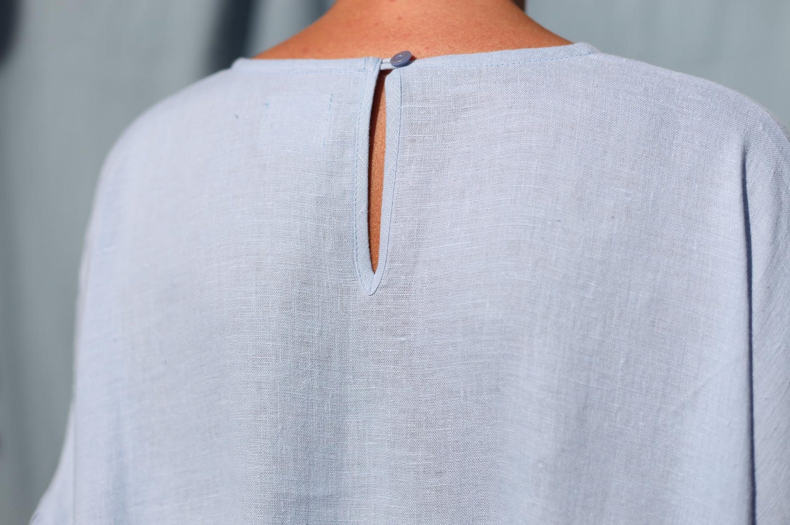 Oversized Linen Dropped Shoulder Dress in Sky Blue by Maninthestudio - Etsy