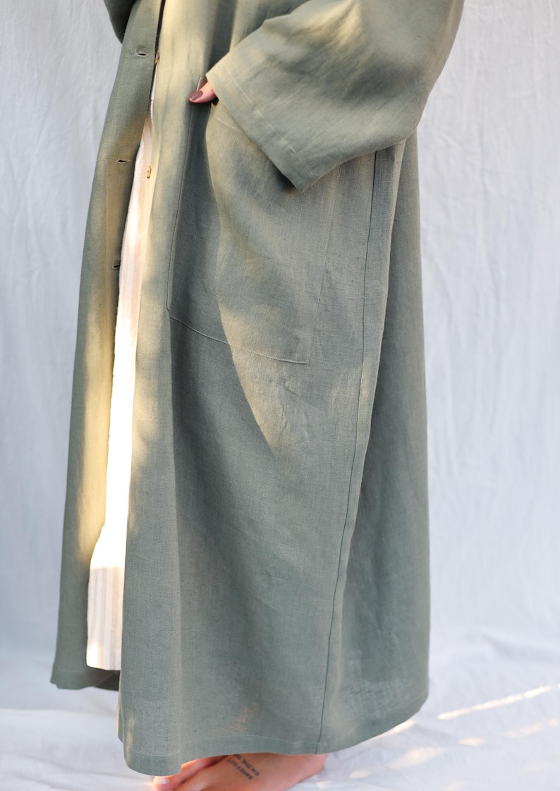 Oversized Linen Cardigan Coat – Long Jacket, Handmade Custom Outerwear ...