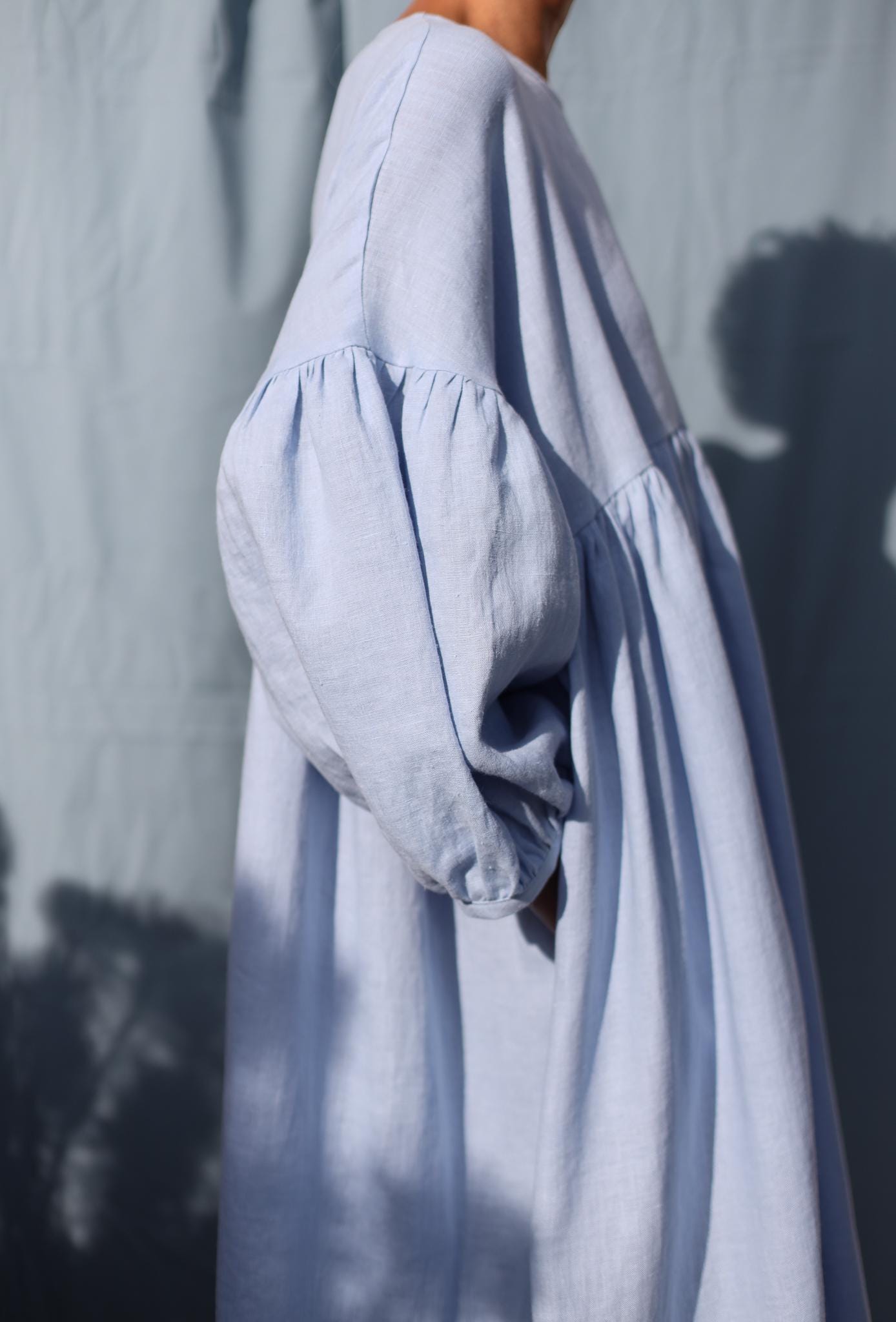 Oversized Linen Dropped Shoulder Dress in Sky Blue by Maninthestudio - Etsy