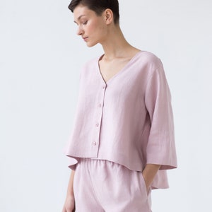 Loose Linen Top and Relaxed Fit Shorts Set. Women's Two Piece Linen Set ...