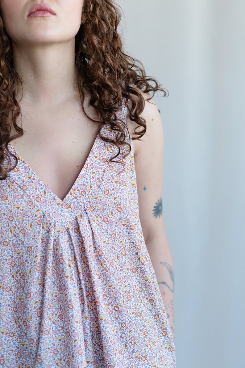Floral Cotton Sleeveless Sundress / Handmade by MITS - Etsy
