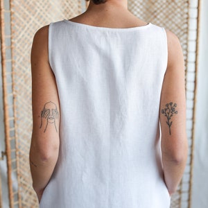 Sleeveless Linen Shirt Dress – White Button-down Summer Dress Handmade ...